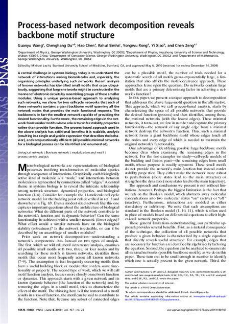 Pdf Process Based Network Decomposition Reveals Backbone Motif