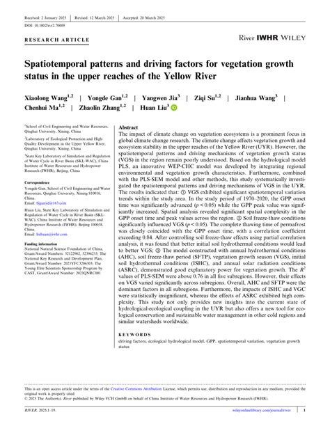 Pdf Spatiotemporal Patterns And Driving Factors For Vegetation Growth Status In The Upper