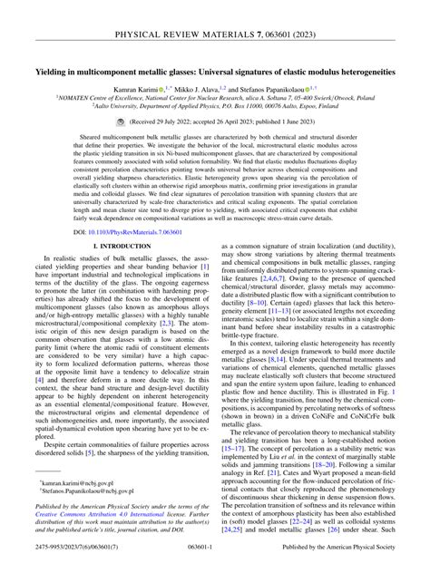Pdf Yielding In Multicomponent Metallic Glasses Universal Signatures Of Elastic Modulus