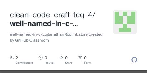 Github Clean Code Craft Tcq Well Named In C Loganathanrcoimbatore Well Named In C