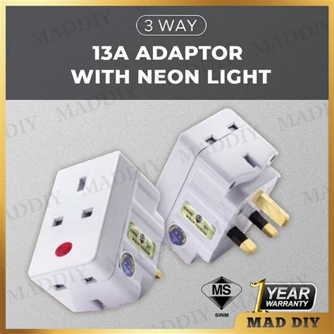 WAY ADAPTOR PIN UK PLUG MULTIPLE SOCKET ADAPTOR WITH NEON LIGHT INDICATOR Shopee Malaysia