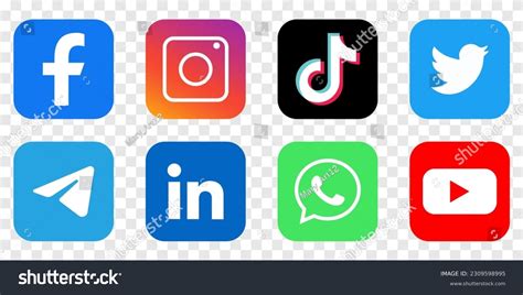 Facebook Instagram Tiktok Twitter Telegram Linkedin Stock Vector Royalty Free 2309598995
