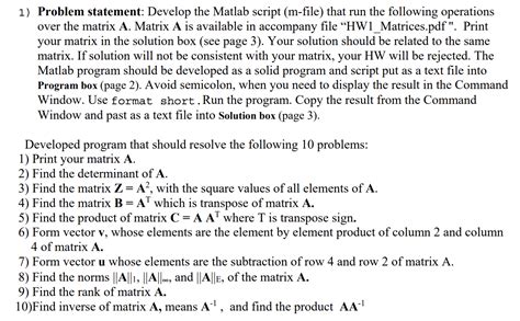 Solved 1 Problem Statement Develop The Matlab Script