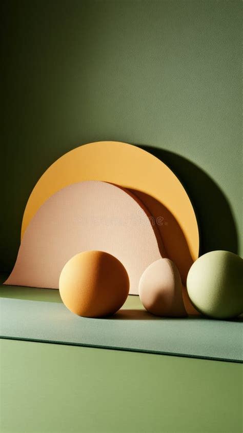 Abstract Geometric Shapes In Soft Pastel Colors Create A Serene