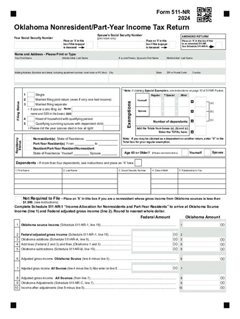 2024 Form Ok 511 Nr Packet Blank Fillable Template Fill Out Print