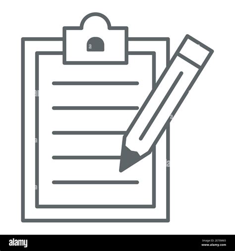 Notepad With Pencil Thin Line Icon Science Concept Checklist With Pen Sign On White Background