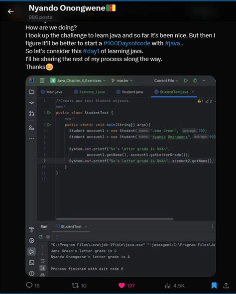 Nyando Onongwene On Linkedin 100daysofcode Java Twitter Passion