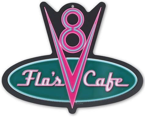 Disney Pixar Cars Flos V8 Cafe Metal Wall Sign Fun Cars