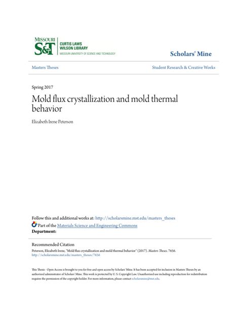 Mold Flux Crystallization And Mold Thermal Behavior Pdf Steelmaking Glasses
