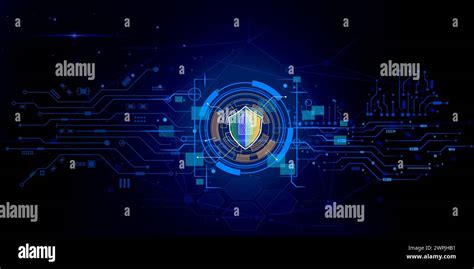 Cyber Security Digital Icon On Element Circuit Diagram Abstract Pattern Technology Concept
