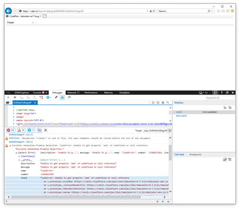Tabulator 472 With Ie11 Second Time `setdata` Throw Error · Issue 2921 · Olifolkerdtabulator