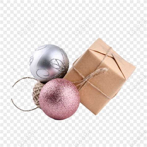 2 개의 크리스마스 공 및 크리스마스 선물 상자연대포장 상자 Png 일러스트 무료 다운로드 Lovepik