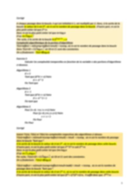 Solution Corrige Des Exercices 1 2 3 4 5 6 7 Et 8 Sur La Complexite