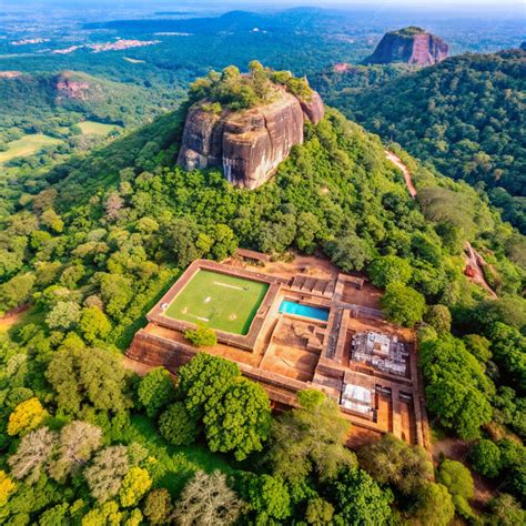 Aerial View From Above Of Sigiriya Or The Lion Rock An Ancient Fortress