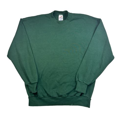 Vtg 90s Jerzees Blank Crewneck Fleece Sweatshirt Mens Xl Green Made In