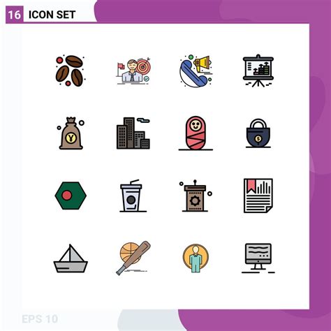 16 Thematic Vector Flat Color Filled Lines And Editable Symbols Of Yen