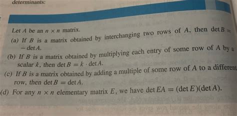 Solved Determinants Let A Be An N X N Matrix A If B Is