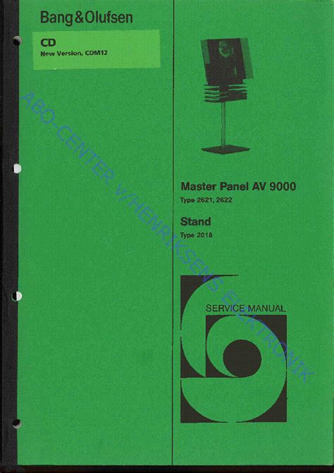 Bang Olufsen Master Panel Av9000 Type 2621 2622 Cd Ver Cdm12 Service