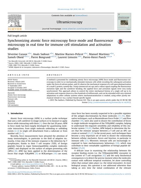 Pdf Synchronizing Atomic Force Microscopy Force Mode And Fluorescence