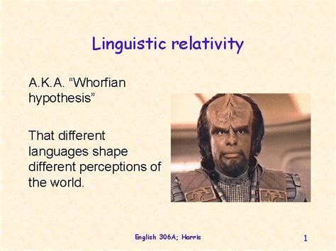 Linguistic Relativity A K A Whorfian Hypothesis That