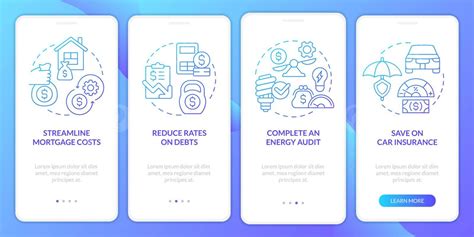 Mobile App Onboarding Screen Managing Inflation With Blue Gradient Budgeting Vector Slide