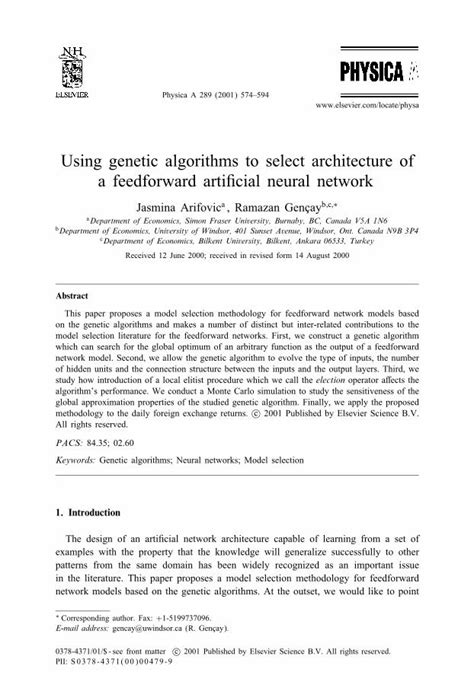 pdf using genetic algorithms to select architecture of a feedforward