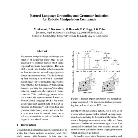 Natural Language Grounding And Grammar Induction For Robotic Manipulation Commands Acl Anthology