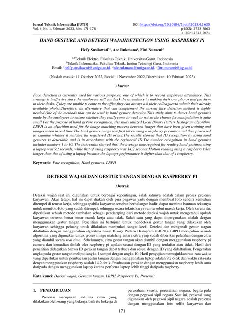 Pdf Hand Gesture And Deteksi Wajahdetection Using Raspberry Pi