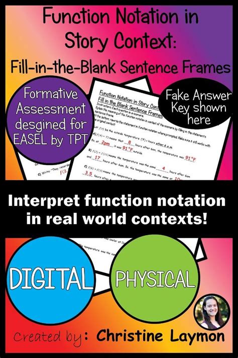 Function Notation In Story Context Fill In The Blank Sentence Frames