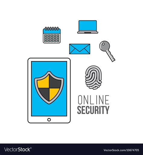 Online Security Flat Line Icons Royalty Free Vector Image