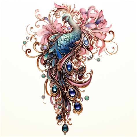 Premium Ai Image There Is A Drawing Of A Peacock With A Lot Of Feathers Generative Ai