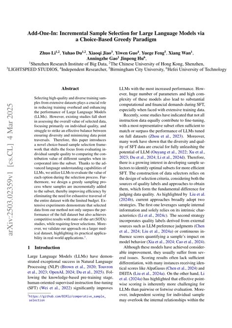 Pdf Add One In Incremental Sample Selection For Large Language Models Via A Choice Based