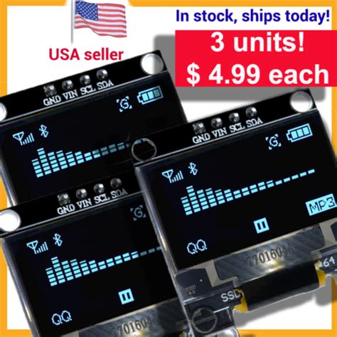 3 Units 096 I2c Iic Serial 128x64 Led Oled India Ubuy
