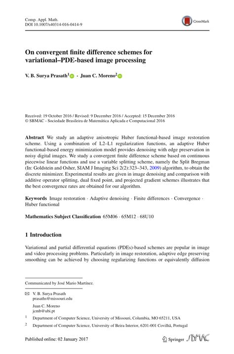 Pdf On Convergent Finite Difference Schemes For Variational Pde Based Image Processing