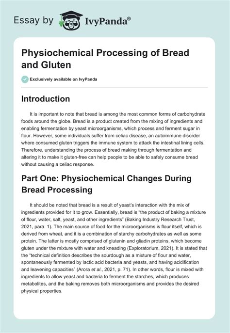 Physiochemical Processing Of Bread And Gluten 1790 Words Essay Example
