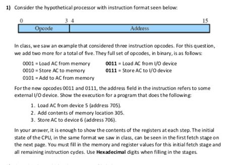 solved consider the hypothetical processor with instruction