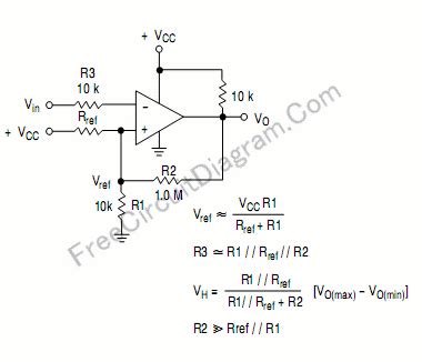 Inverting Comparator With Hysteresis Electronic Circuit Diagram