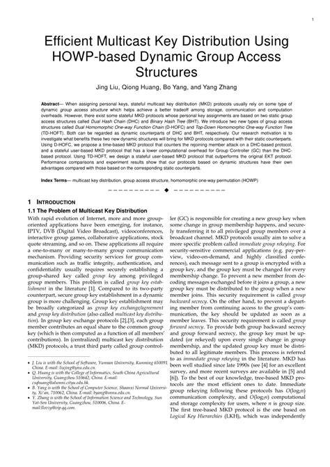 pdf efficient multicast key distribution using howp based dynamic group access structures