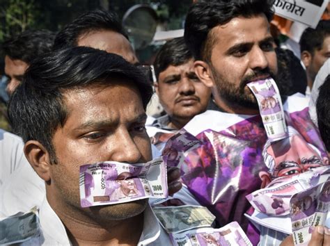 Photos Protest Against 2016 Indian Banknote Demonetization The