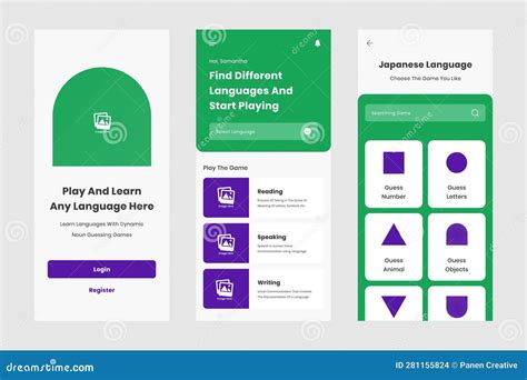 learning language app ui design stock vector illustration of book