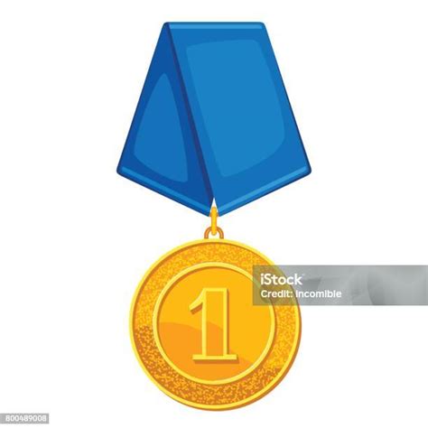 Realictic 골드 메달 블루 리본입니다 수상 스포츠 또는 기업 경쟁의 그림 1위에 대한 스톡 벡터 아트 및 기타 이미지 1위 Championship 경쟁