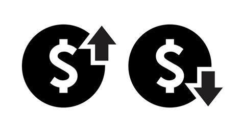 Dollar Price Up Down Icon Vector Increasing And Decreasing Currency