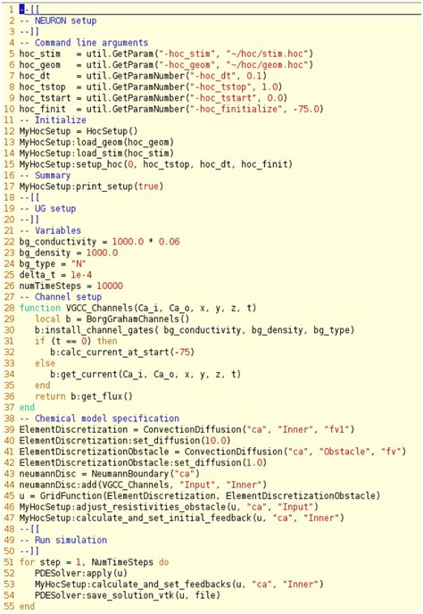 Script File Illustrating The Setup Of The Neuron And Ug Model Here Download Scientific Diagram