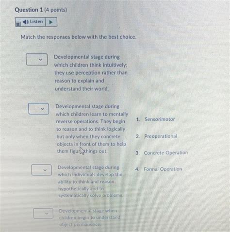 question 1 4 points listen match the responses