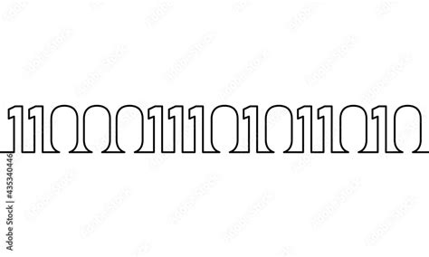 Cloud Computing Continuous Line Art Border From Binary Code Numbers Big Data Information