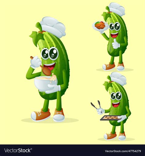 Cute Cucumber Character In The Kitchen Royalty Free Vector