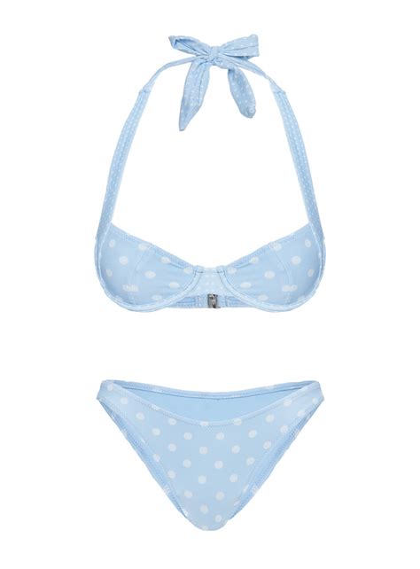 Ellie High Cut Cheeky Bikini Bottoms Blue Polka Dot Princess Polly Usa