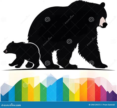 Mother Bear And Her Cubs Decorative Clip Art Ai Generated Stock
