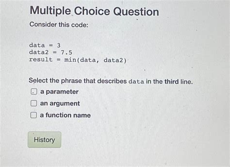 solved multiple choice questionconsider this code data
