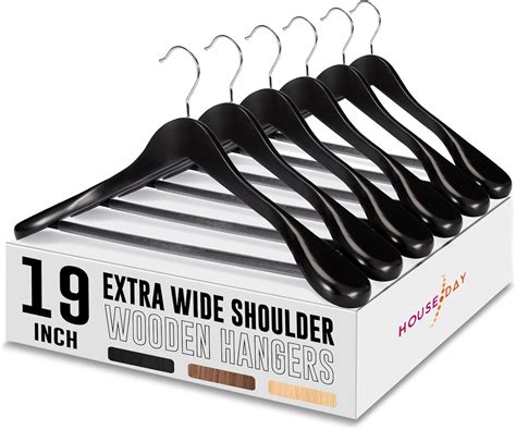 House Day 19 Extra Wide Shoulder Wooden Hangers 6 Pack